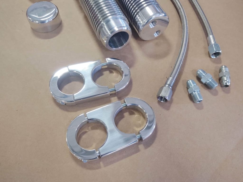 BIG DOG MOTORCYCLES POL BILLET OIL COOLER KIT w/ STASH TUBE BRACKETS S ...