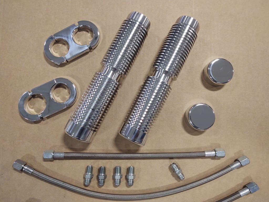 BIG DOG MOTORCYCLES STRAIGHT DOWNTUBE POL BILLET DUAL OIL COOLER KIT w ...