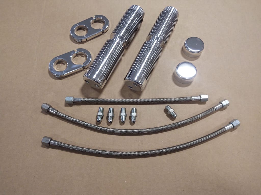 BIG DOG MOTORCYCLES STRAIGHT DOWNTUBE POL BILLET DUAL OIL COOLER KIT w ...
